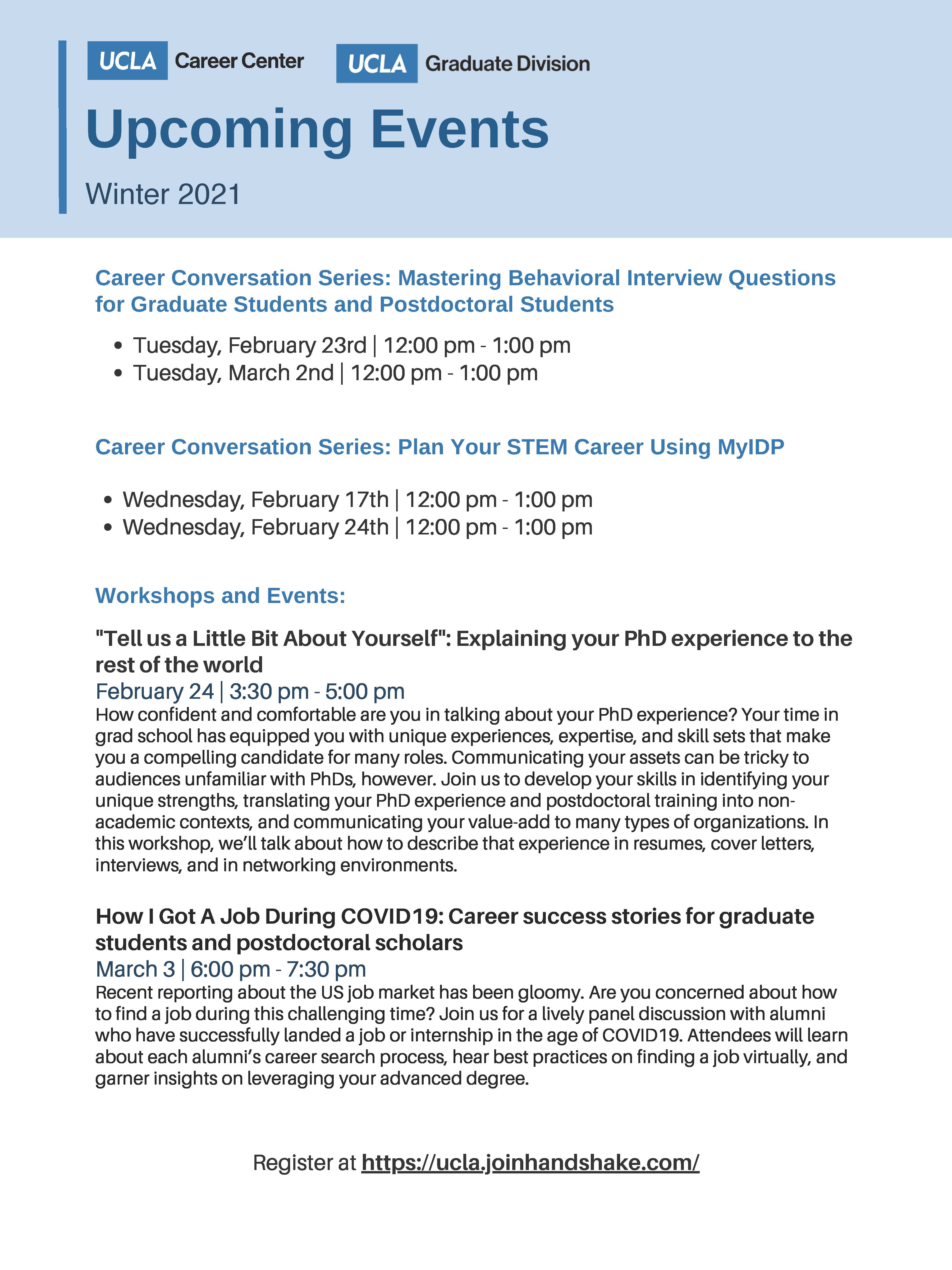 Upcoming Events Winter 2021 – UCLA Postdoctoral Scholars